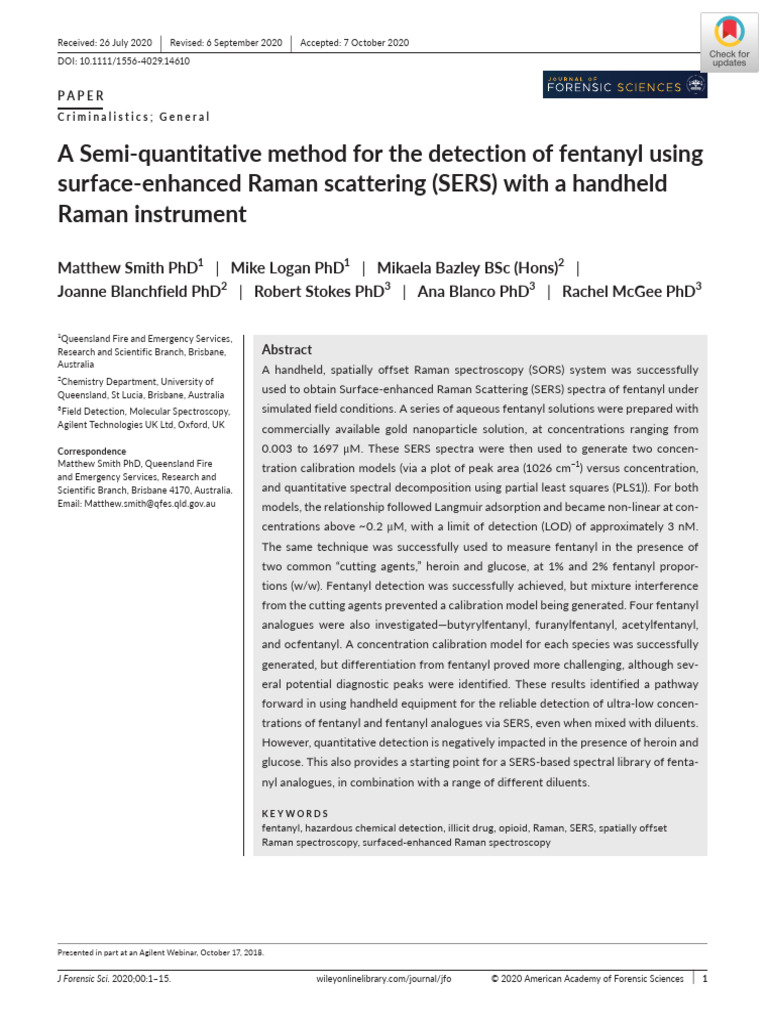 A Semi-Quantitative Method For The Detection of Fentanyl Using Surface ...