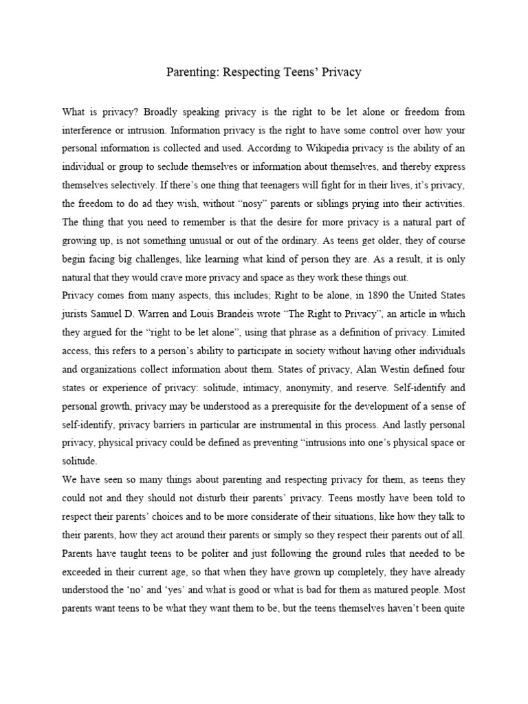 Respecting Teen Privacy in Parenting | PDF | Privacy | Adolescence