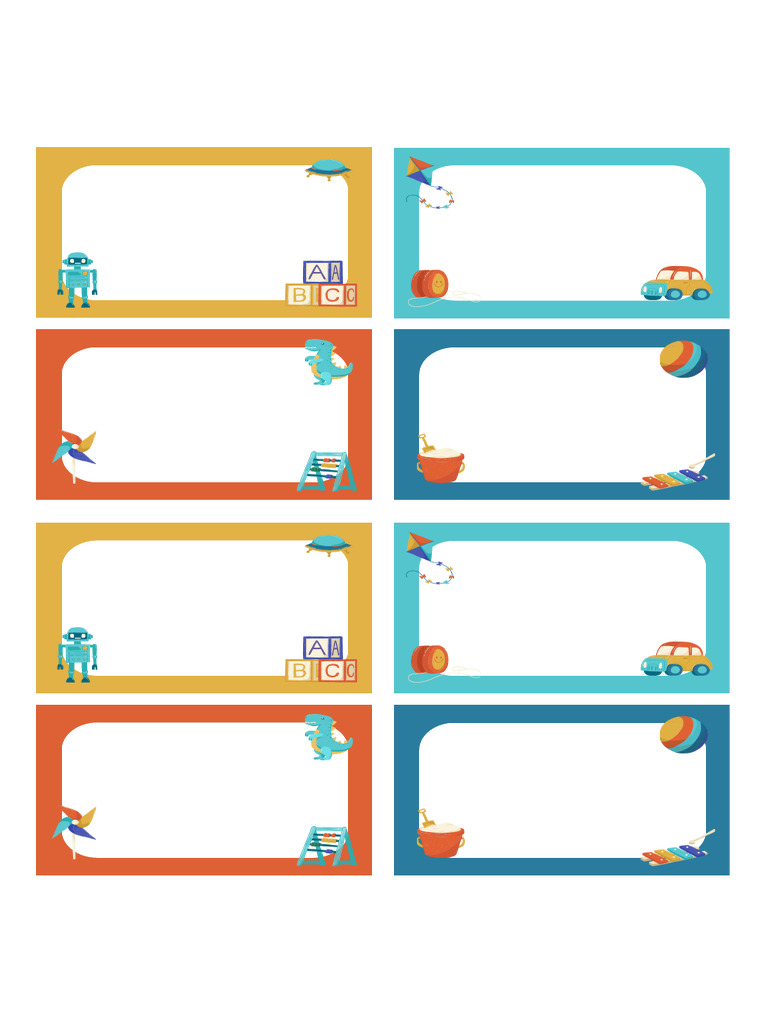 Blue and Yellow Fun Student Name Label | PDF