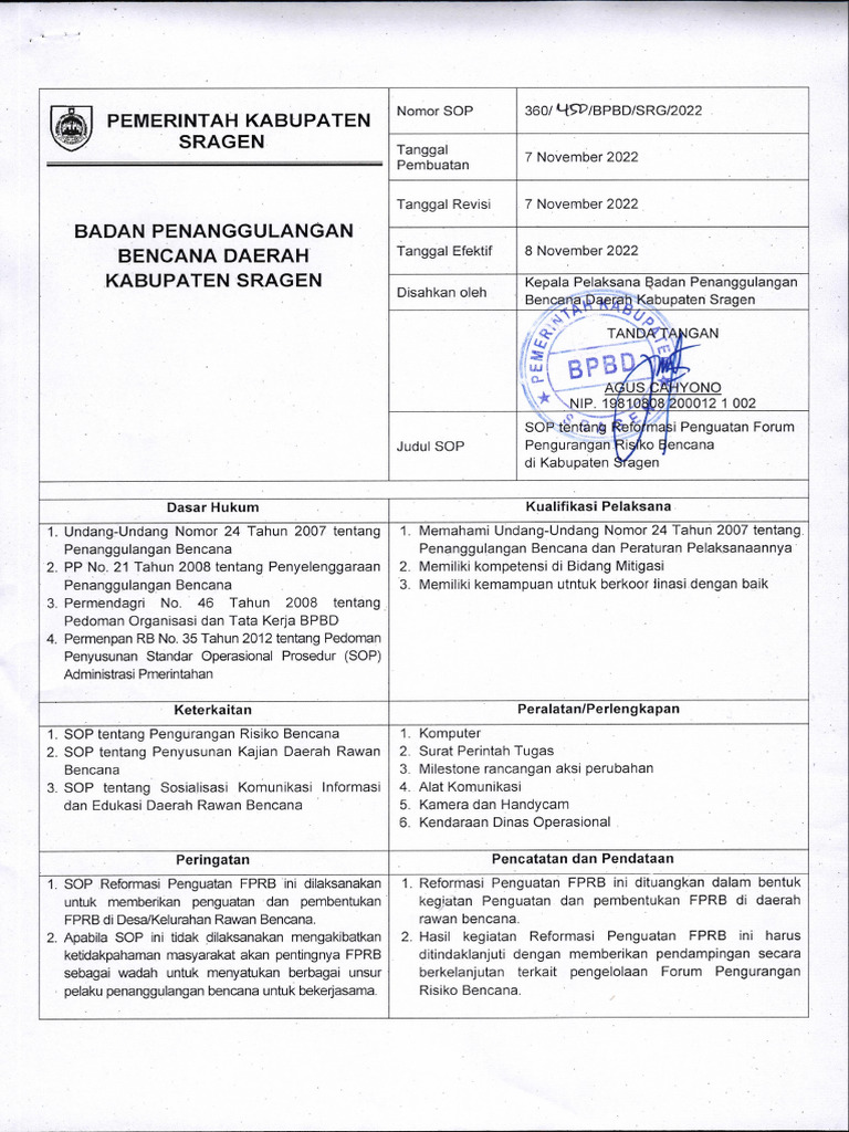 Sop Reformasi Penguatan FPRB | PDF