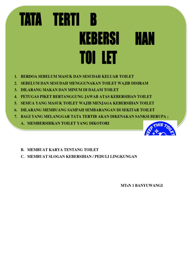 Tata Tertib Kebersihan Toilet | PDF