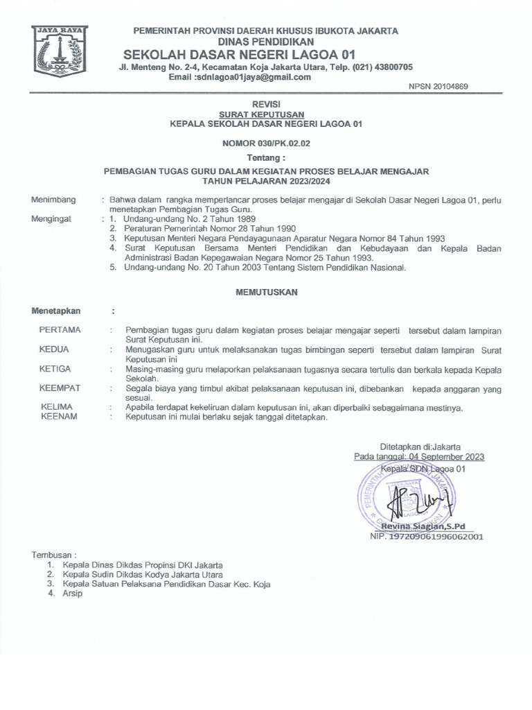 SK Revisi September 2023-2024 | PDF
