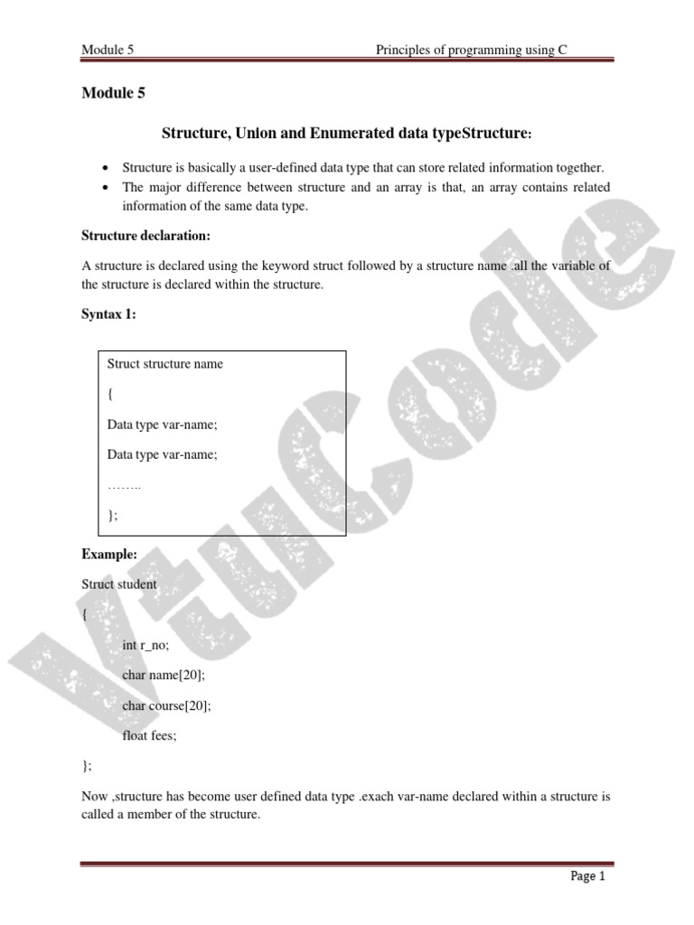 @vtucode - in Module 5 BPOPS103 203 2022 Scheme | PDF | Pointer (Computer Programming ...