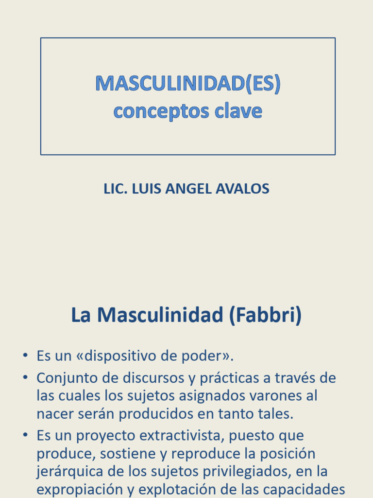 Masculinidad y Masculinidades (Luis Avalos) | PDF
