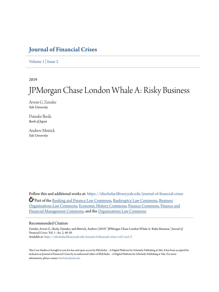 JPMorgan Chase London Whale A Risky Business (For Course Website) | PDF ...