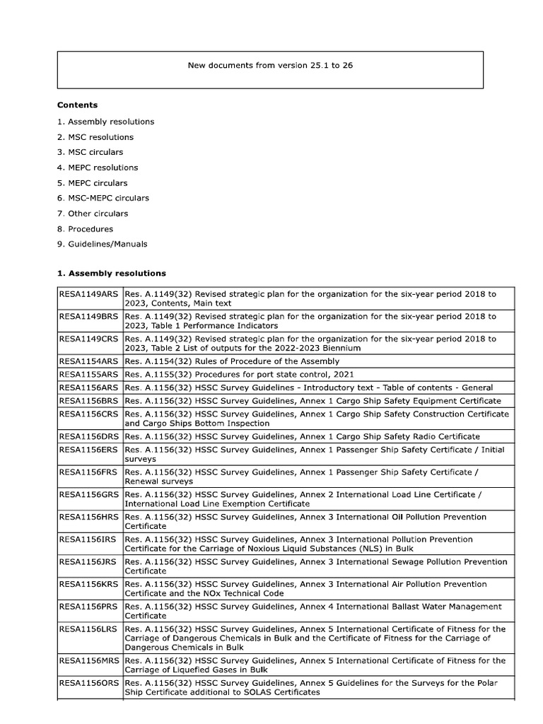 IMO-Vega New Documents V25.1 To V26 | PDF