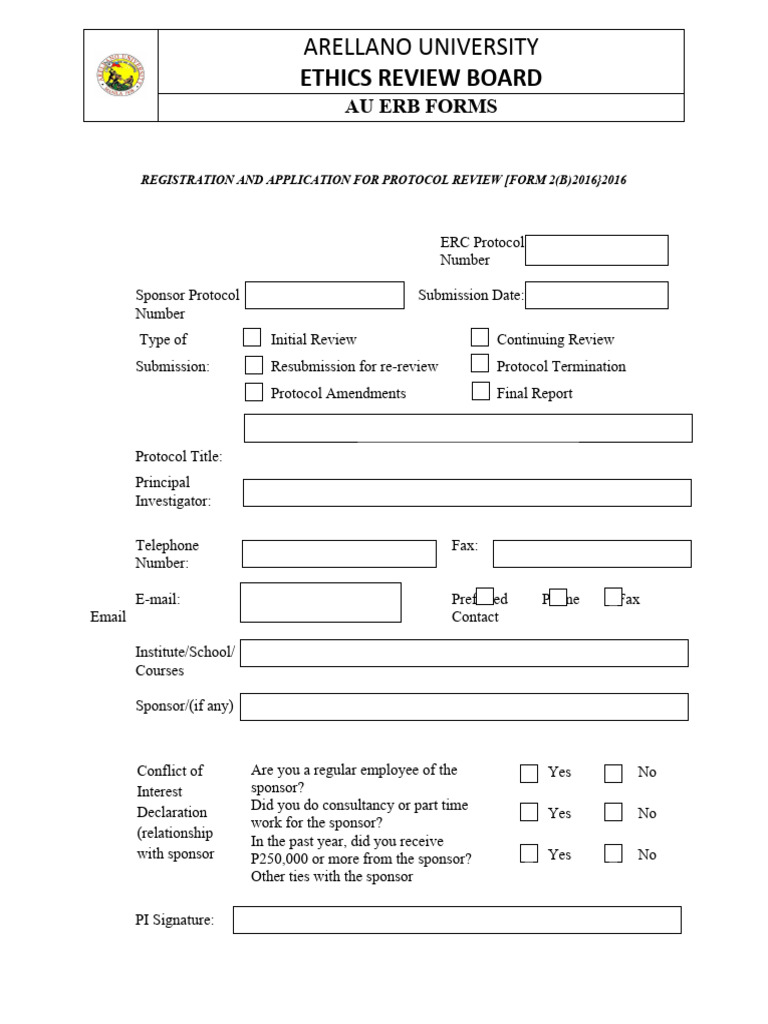 Au Erb Form 1 2 | PDF | Clinical Research | Health Research