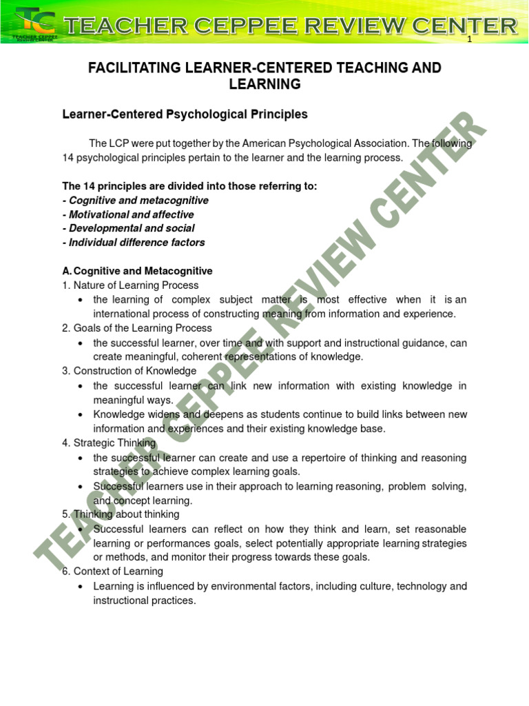 Facilitating Learning - Handout | PDF | Learning | Classical Conditioning