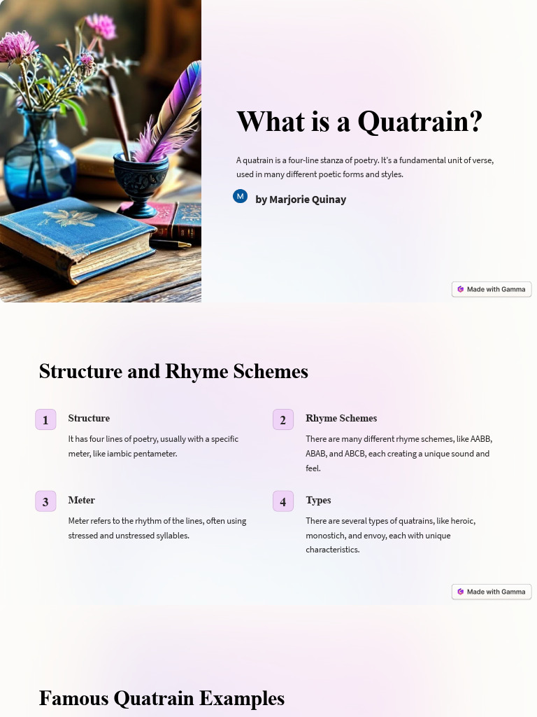 What Is A Quatrain | PDF | Poetry | Classics
