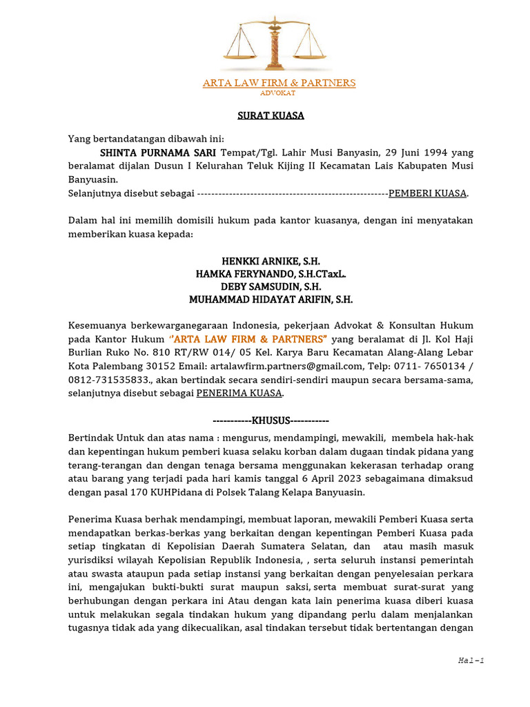 SURAT KUASA Bini Ongas | PDF