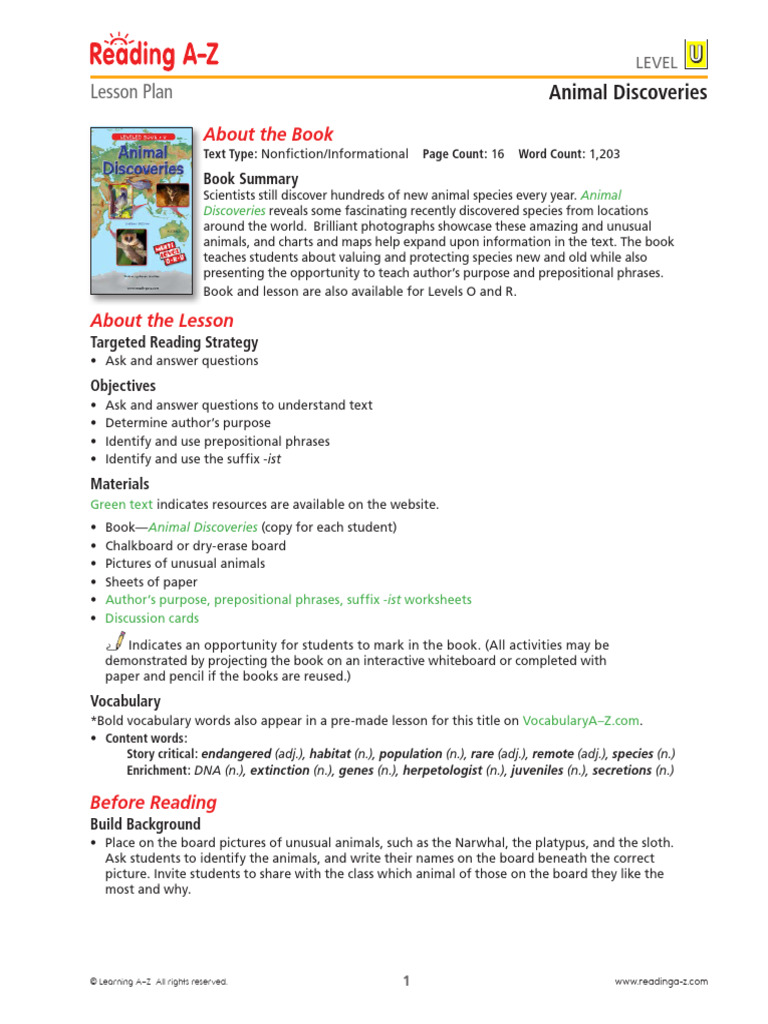 raz_lu26_animaldiscoveries_lp | PDF | Preposition And Postposition ...