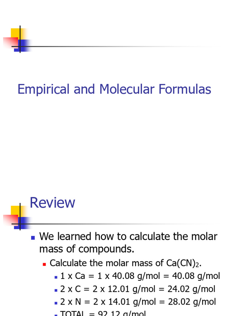 PPT3 Y11 Empirical and Molecular Formula | PDF | Mole (Unit) | Molecules