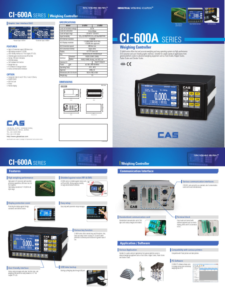 Brochure Indicator Ci 605a | PDF | Analog To Digital Converter | Graphical User Interfaces