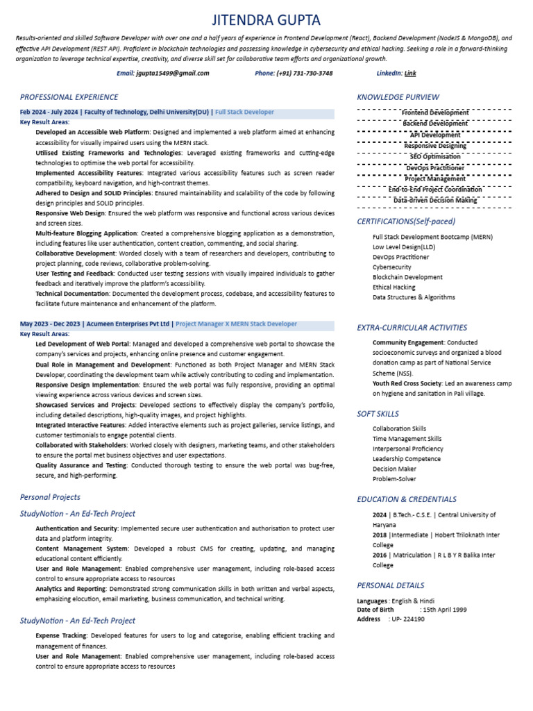 Resume MERN Jitendra Gupta | PDF | Accessibility | Computing