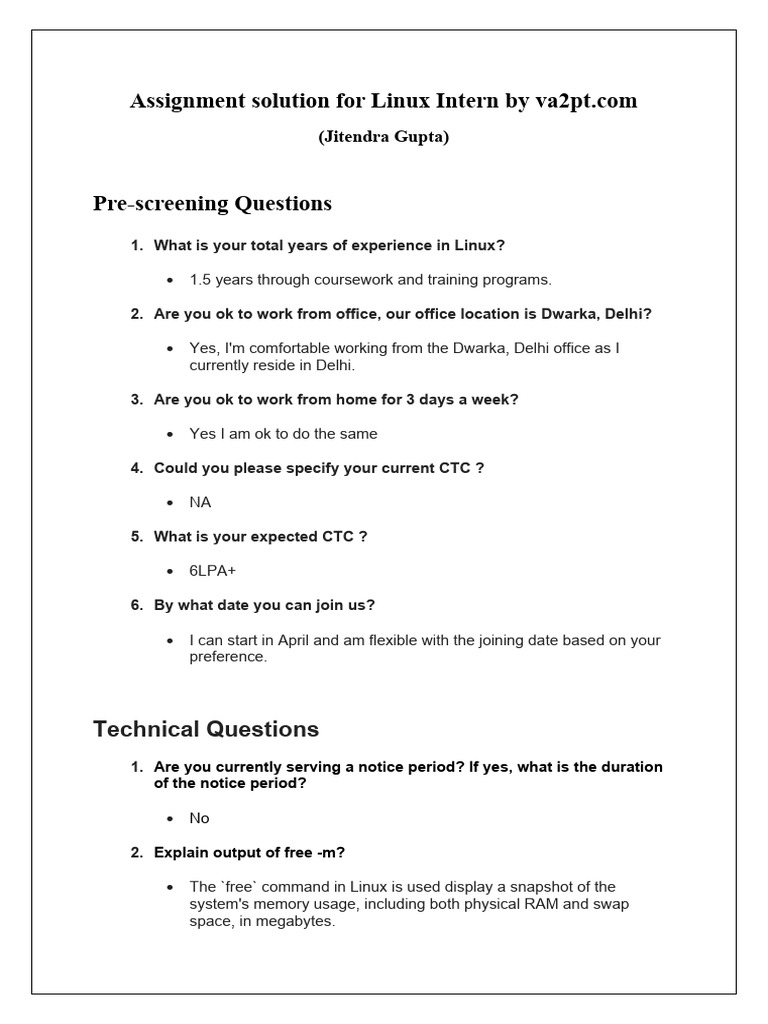 Linux Intern Assignment Solutions | PDF | Computer File | Sudo