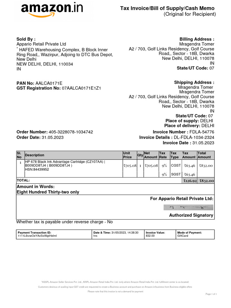 Gadget Catridge Invoice | PDF | Invoice | Payments