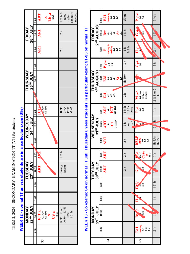 Student Timetable Copy Term 2 2024 | PDF