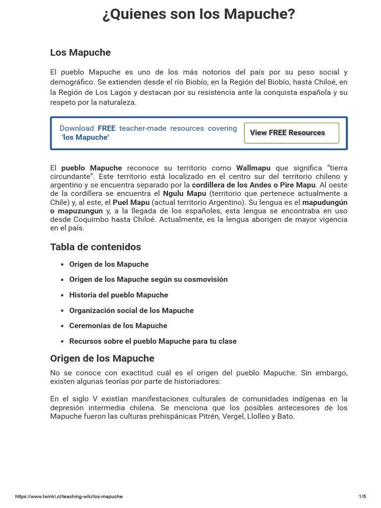 Los Mapuche - Resumen para Niños | PDF | Imperio Inca | Chile