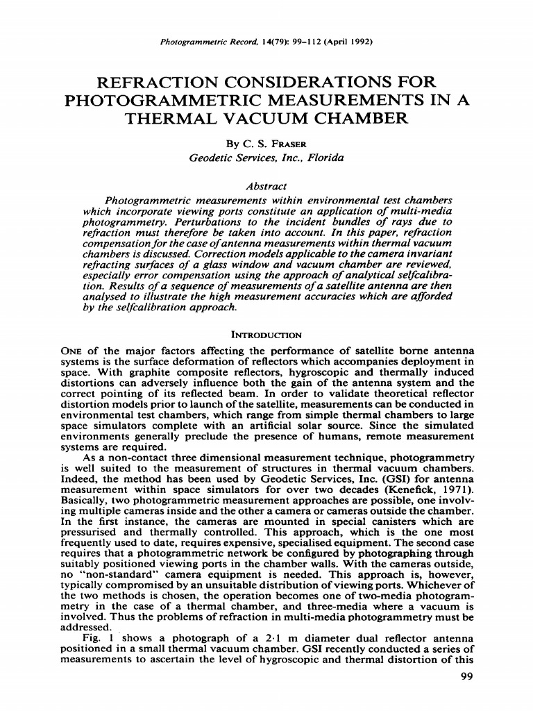 Refraction Considerations For Photogrammetric Measurements in A Thermal ...