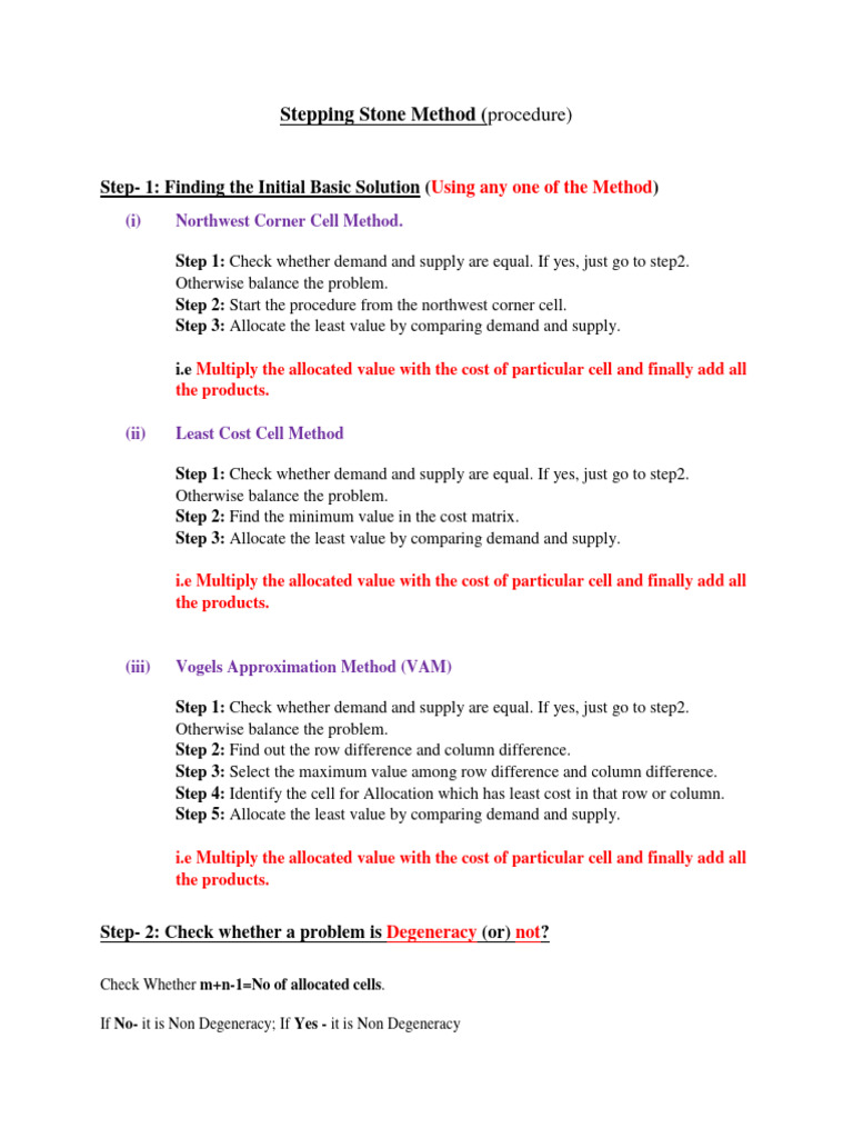 Stepping Stone Problem Procedure | PDF | Mathematical Optimization ... Stepping Stone Problem Procedure | PDF | Mathematical Optimization ...