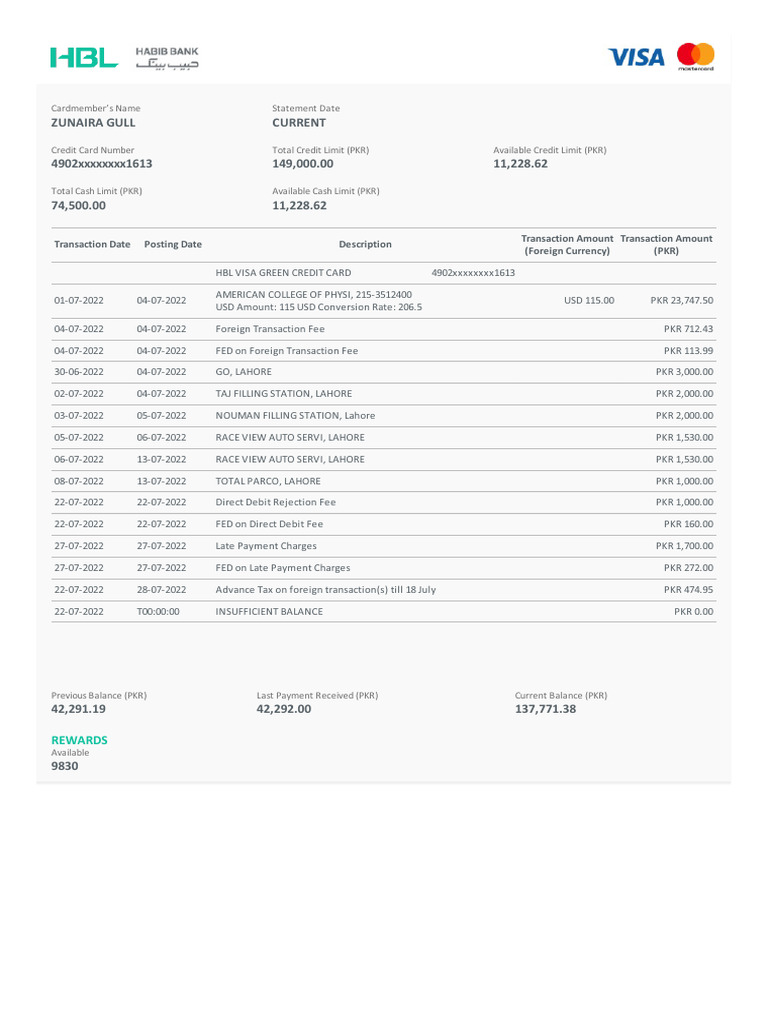 CreditCard Statement 29-07-2022T17 25 34 | PDF | Credit Card | Debit Card