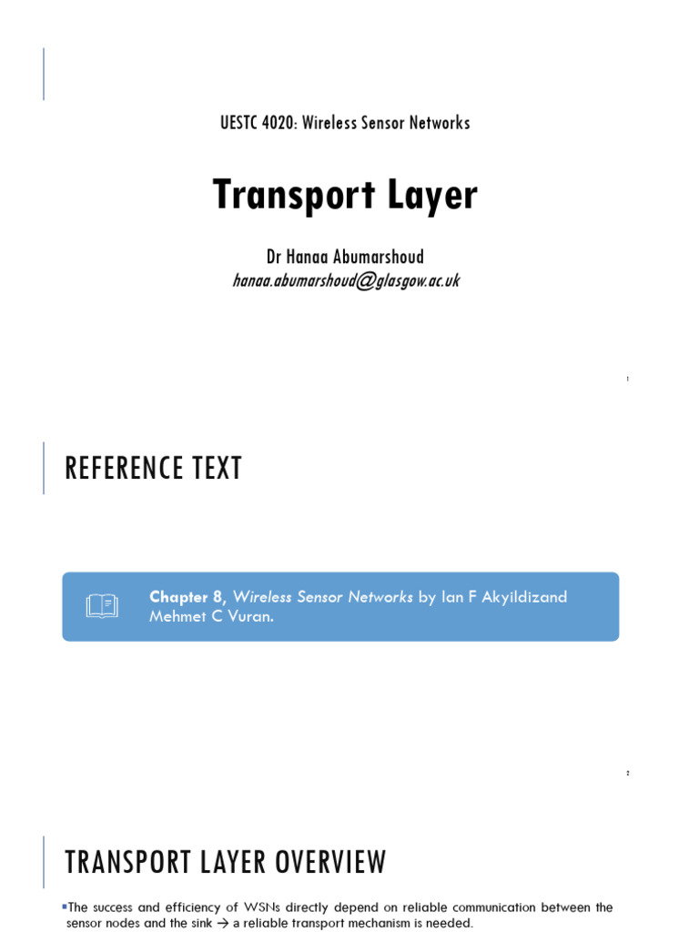 Lecture 12 Transport Layer | PDF | Wireless Sensor Network | Computer Network