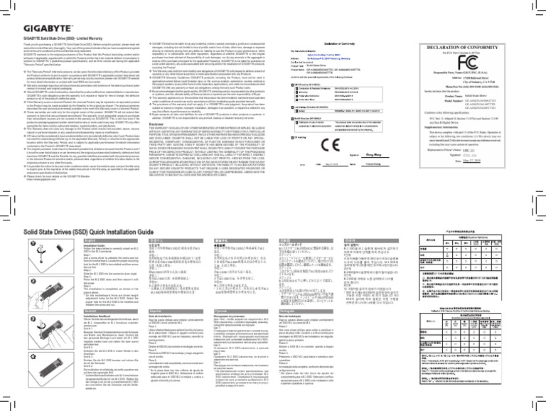 SSD Manual Quick-Guide Gen4 | PDF | Damages | Implied Warranty