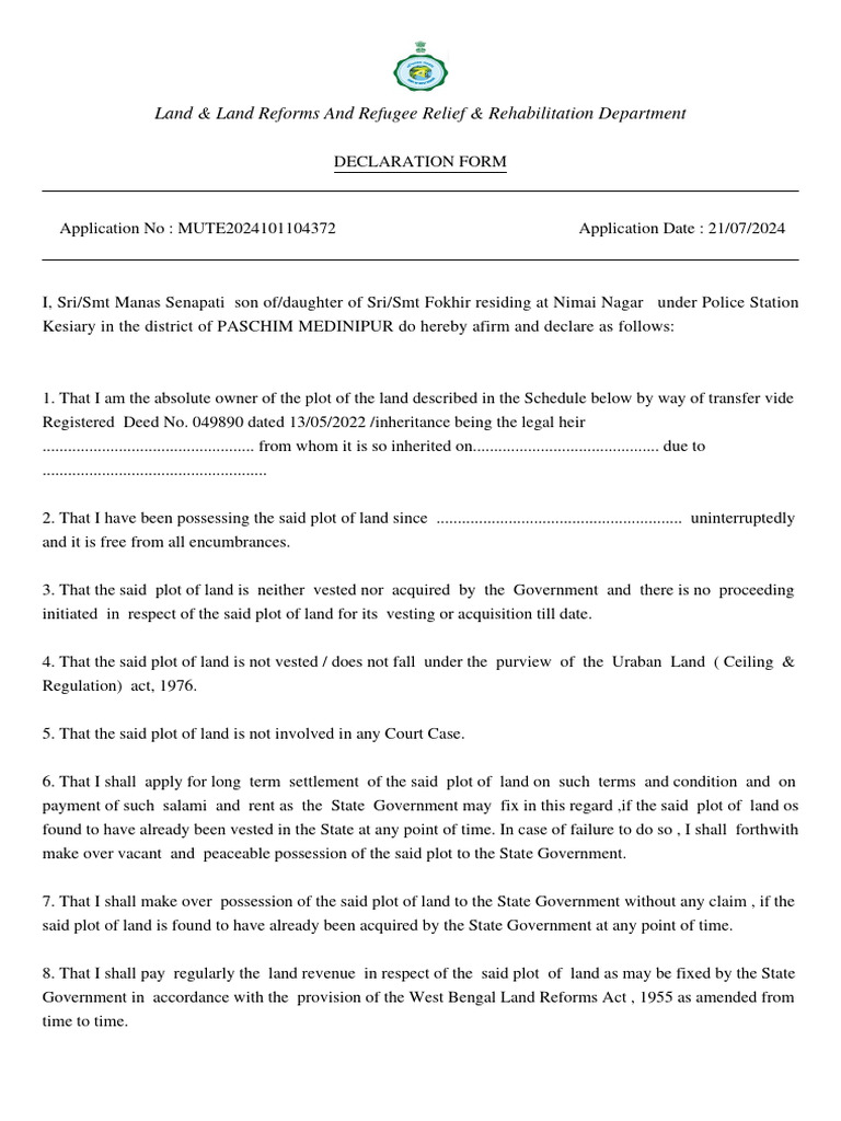 Manas Senapati (Declaration) | PDF | Private Law | Common Law