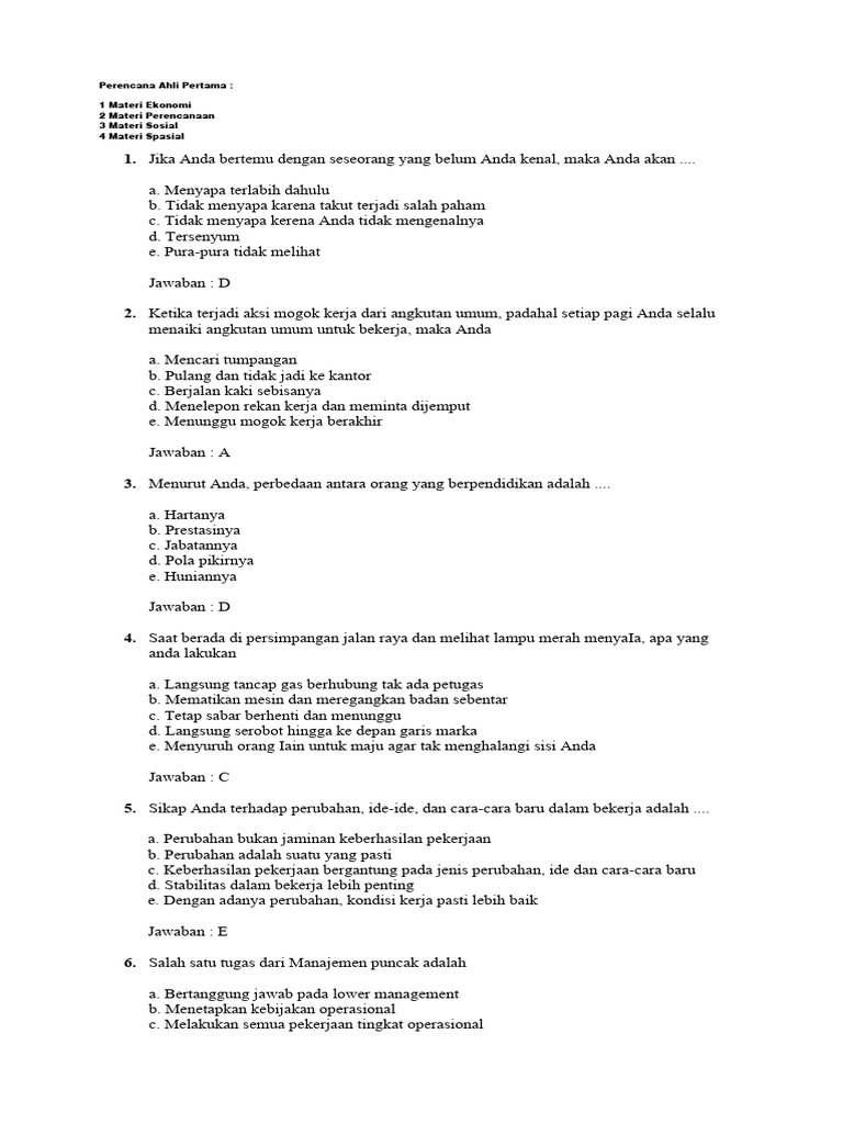 SOAL PPPK - Perencana Ahli Pertama | PDF