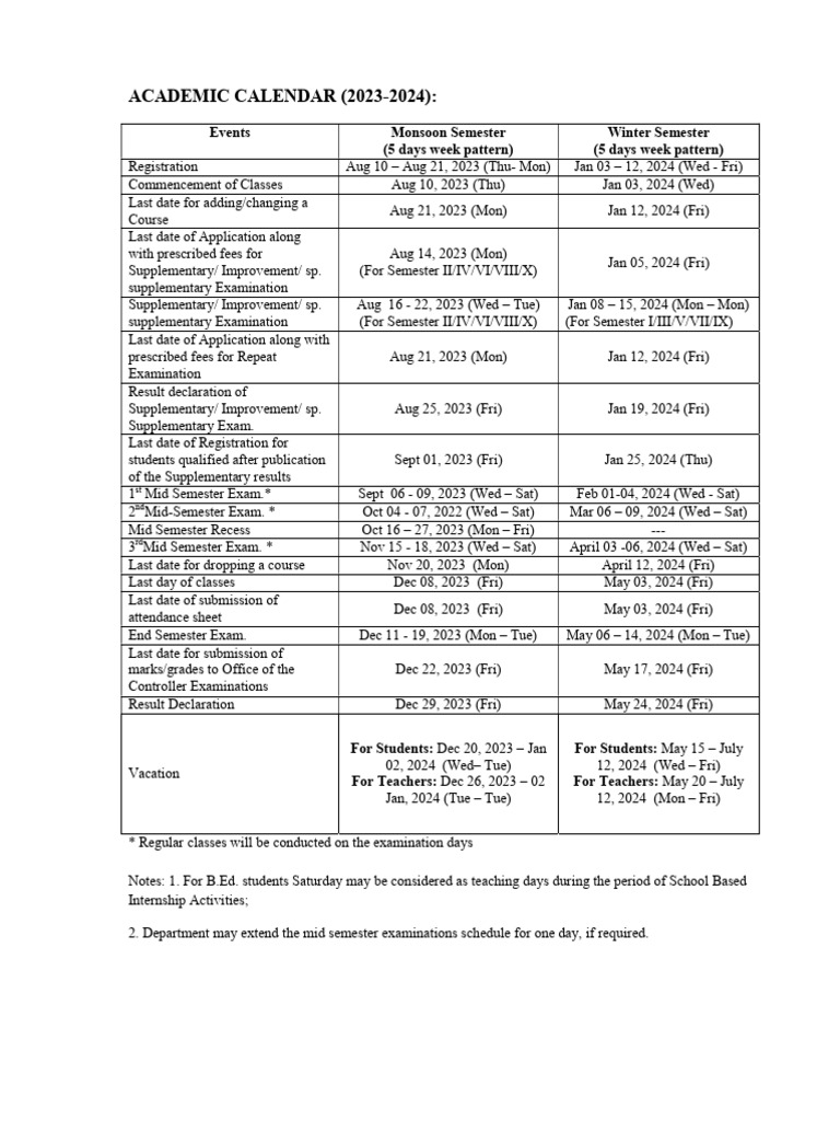 Academic Calendar 2023 2024 | PDF | Academic Term | Schools
