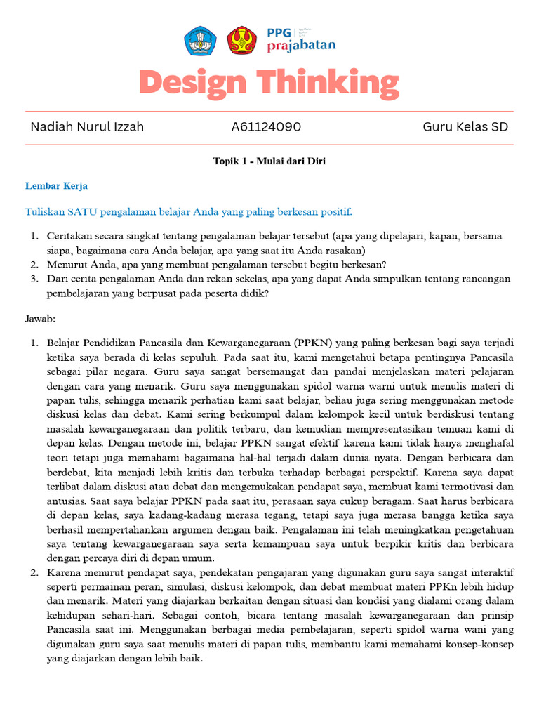 Topik 1 Design Thinking - Mulai Dari Diri | PDF