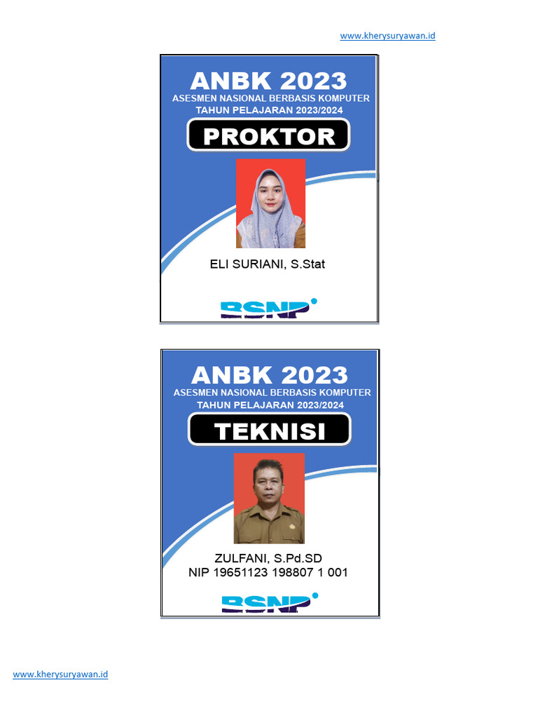 ID Card Proktor Anbk Model Terbaru - WWW - Kherysuryawan.id | PDF