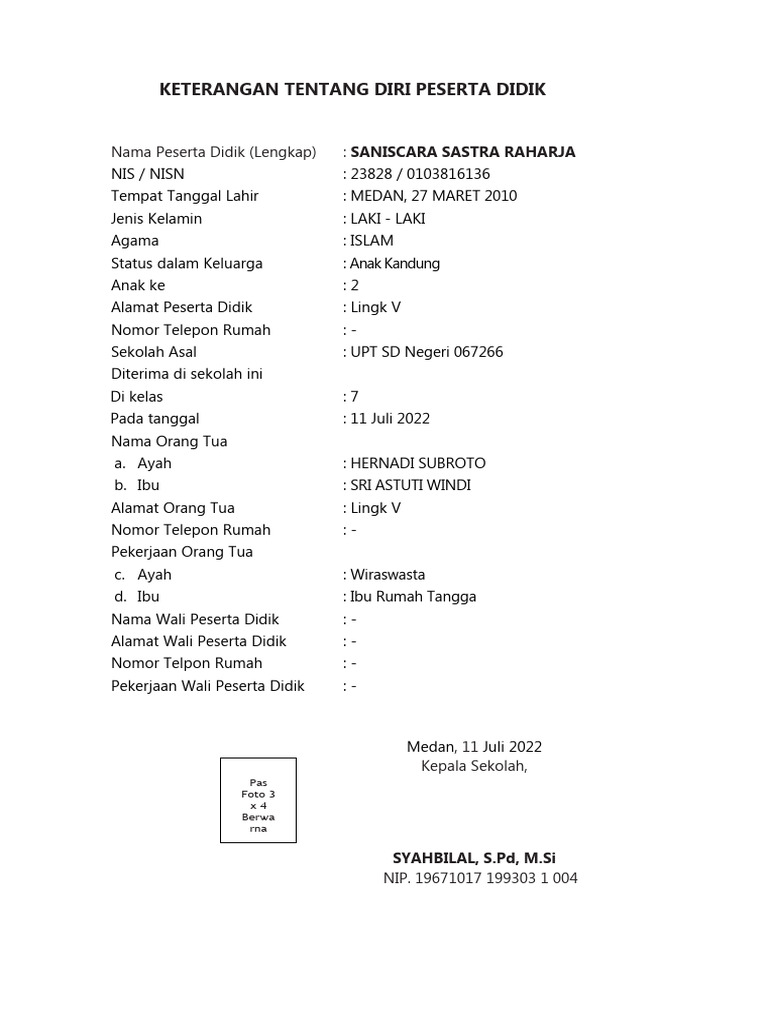 Format-Identitas-Rapot 8-10 | PDF
