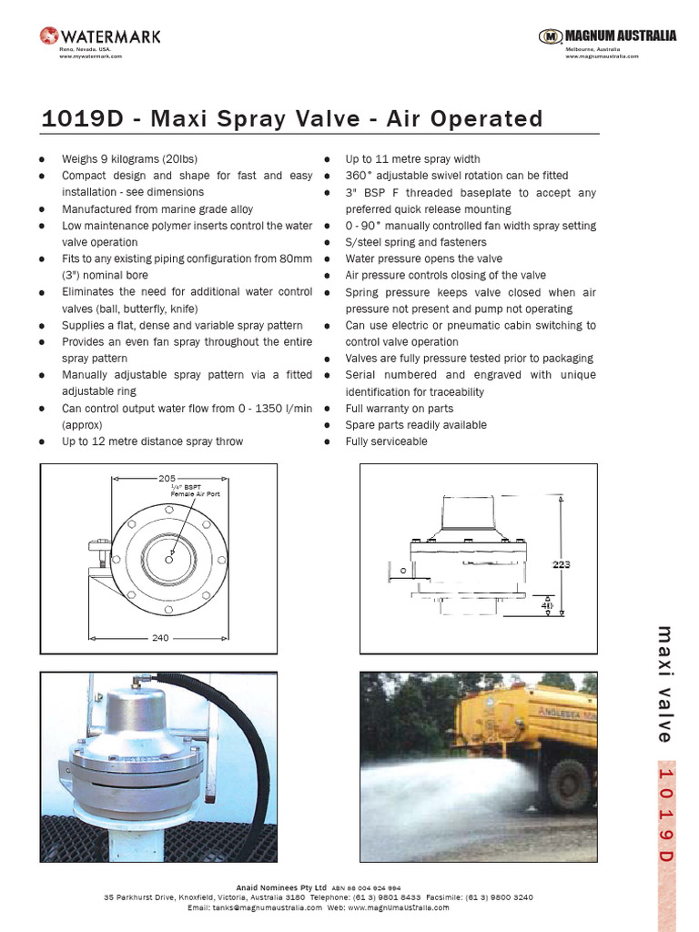 Magnum Air Operated Spray Valve 1019D | PDF | Valve | Mechanical ...