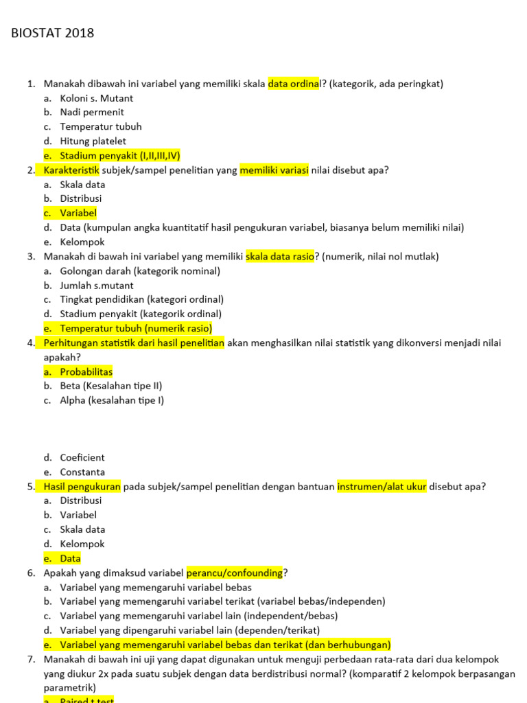 Soal Biostat 2018 New | PDF | Sains & Matematika | Komputer