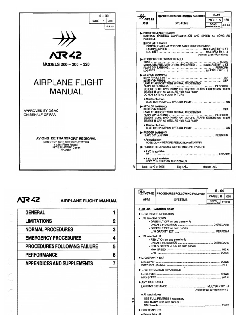 ATR42 Airplane Flight Manual | PDF | Flight | Transport