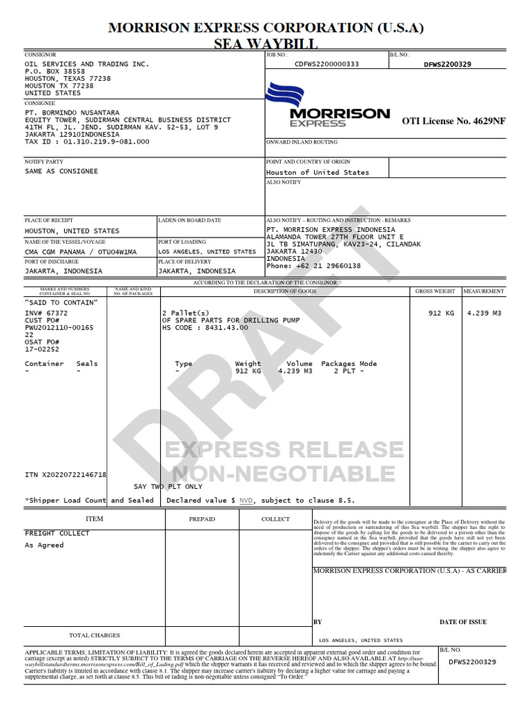 ¿Bill Of Lading O Sea Waybill? Sus Características Y Diferencias – IAHPB