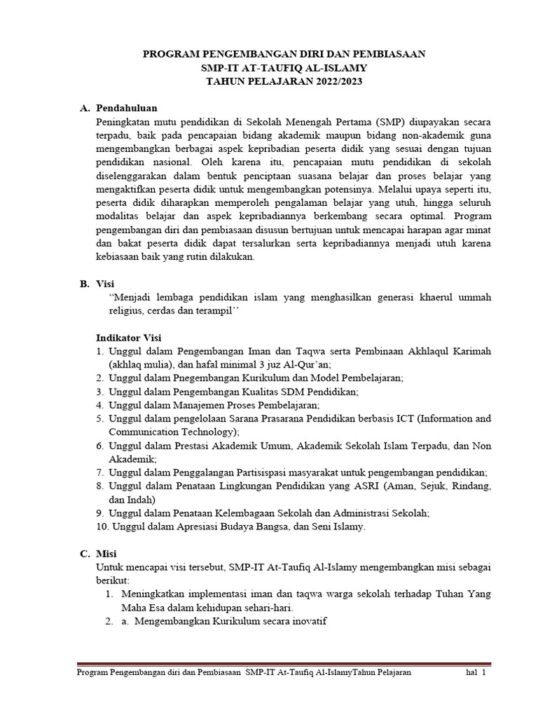 4 Program Pengembangan Diri Dan Pembiasaan 20 | PDF