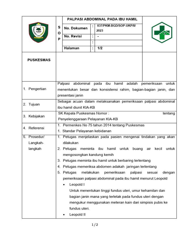 SOP PEMERIKSAAN PALPASI ABDOMINAL | PDF
