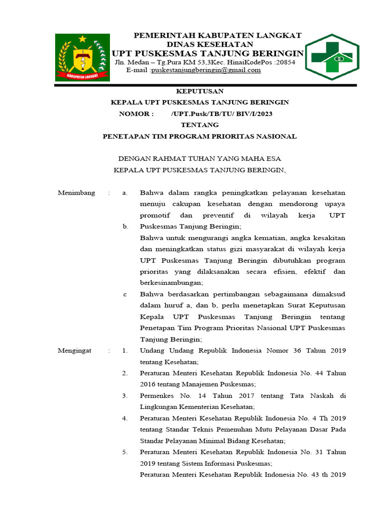 Tim Program Prioritas Kesehatan | PDF
