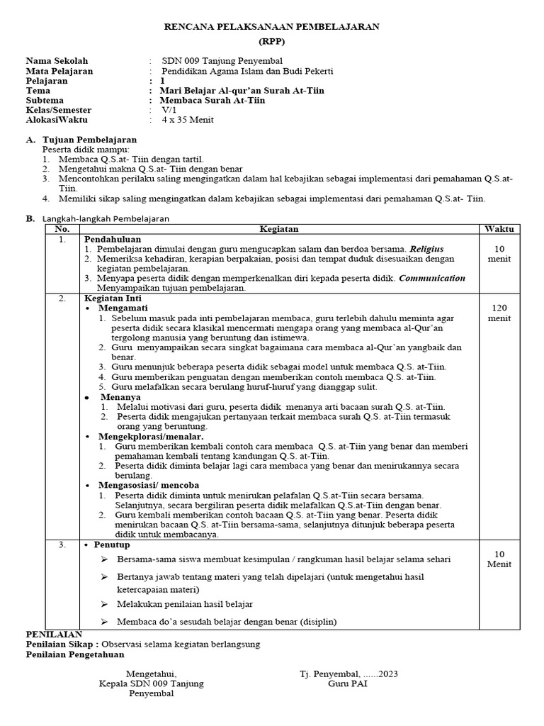 1.1.membaca Surah At-Tiin | PDF