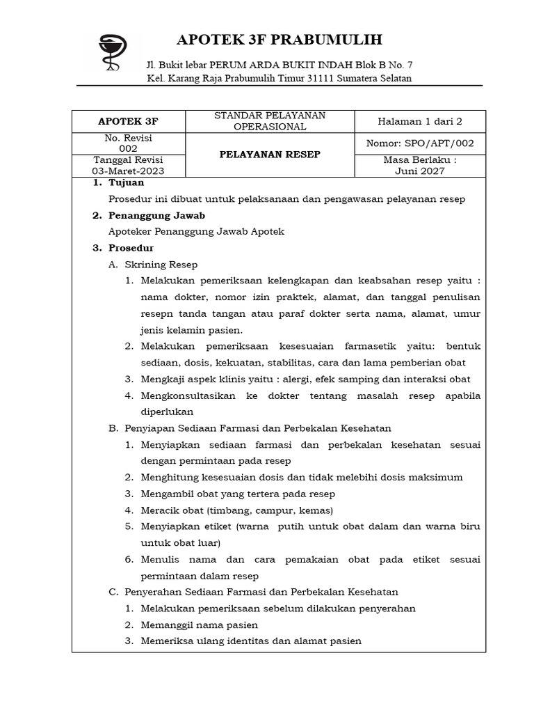 Sop Apotek 3F A | PDF | Kesehatan Holistik