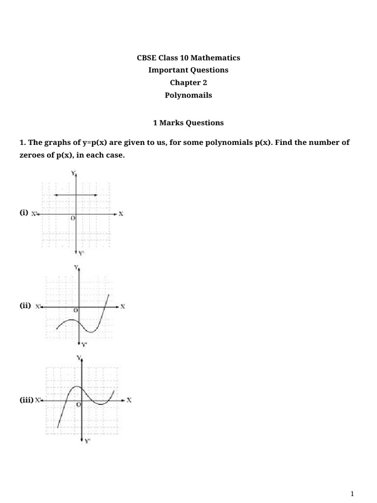 Important Qs | PDF | Polynomial | Zero Of A Function Important Qs | PDF | Polynomial | Zero Of A Function