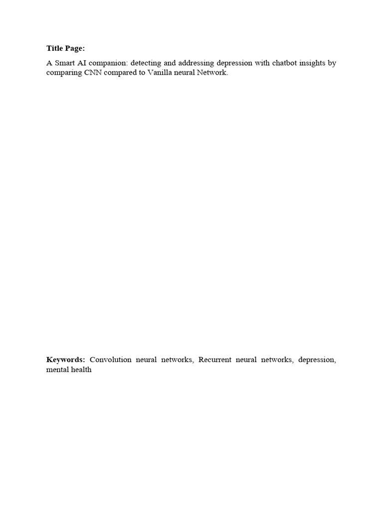 Depression Detection Chatbot | PDF | Artificial Neural Network | Cross ... Depression Detection Chatbot | PDF | Artificial Neural Network | Cross ...