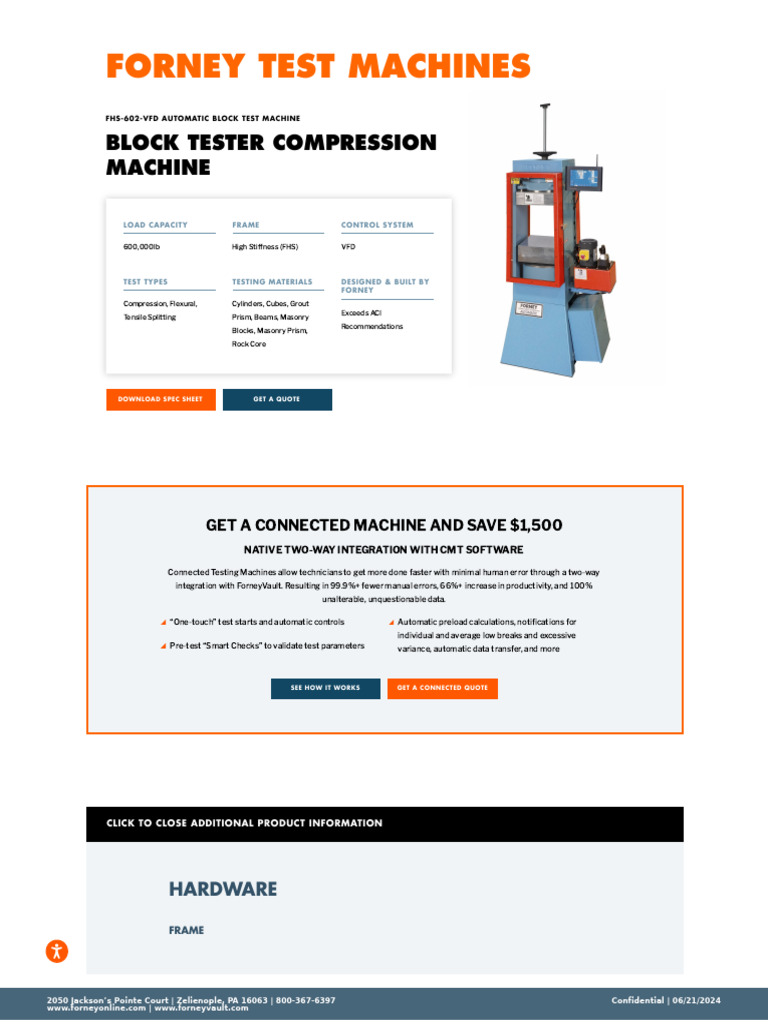 Forney 602 Series Block Tester Compression Machine With Automatic VFD ...