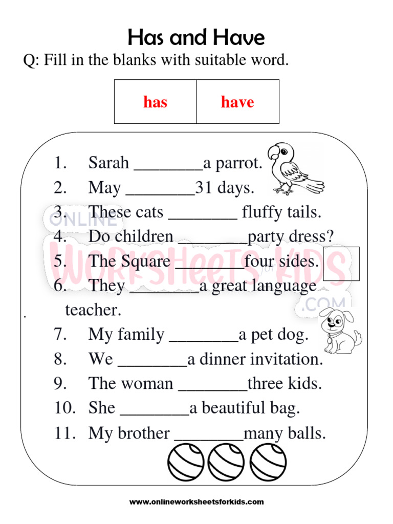 Has and Have Worksheets For Grade 1-7 | PDF | Language Arts & Discipline