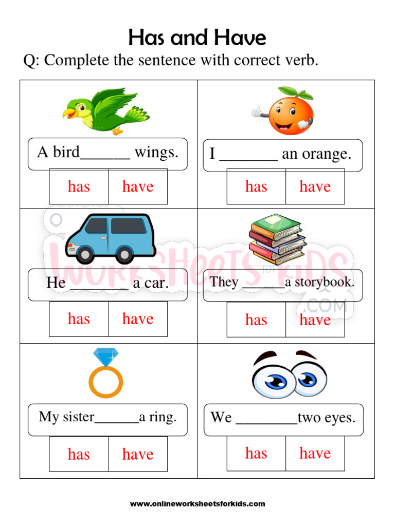 Has and Have Worksheets For Grade 1-9 | PDF | Language Arts & Discipline