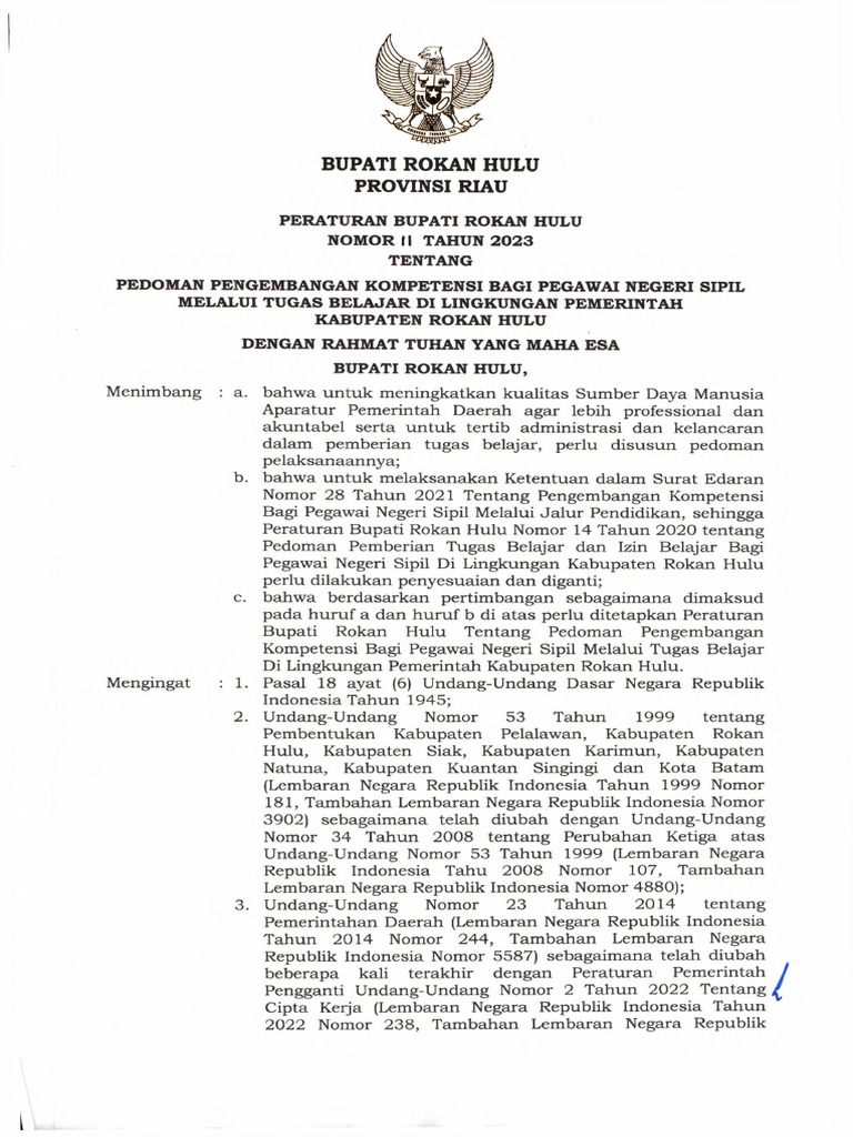 Perbup Nomor 11 Tahun 2023 | PDF