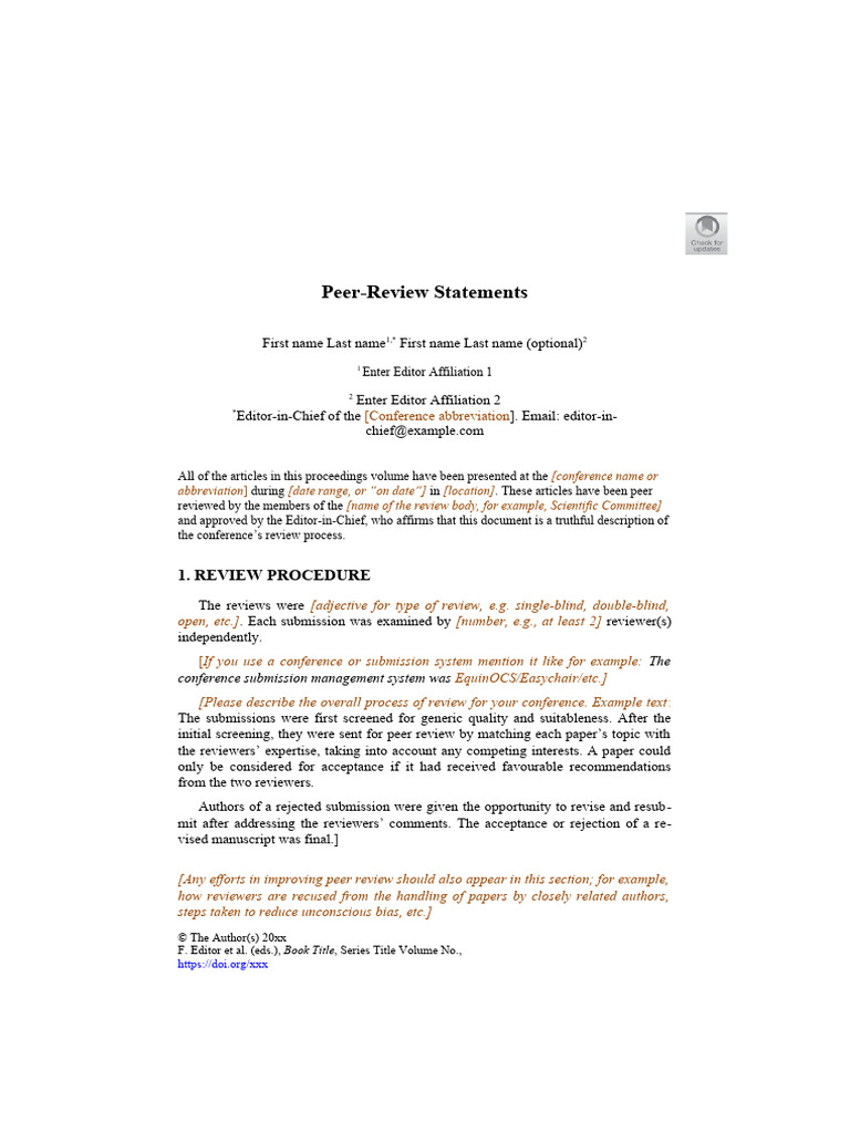 Atlantis Press Peer-Review Ethics Template | PDF | Peer Review