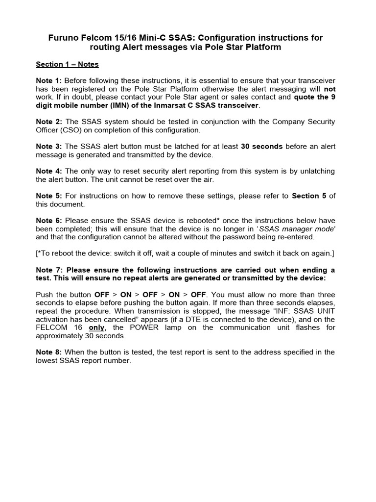 Furuno Felcom 15 SSAS Configuration Guide | PDF | Computing ...